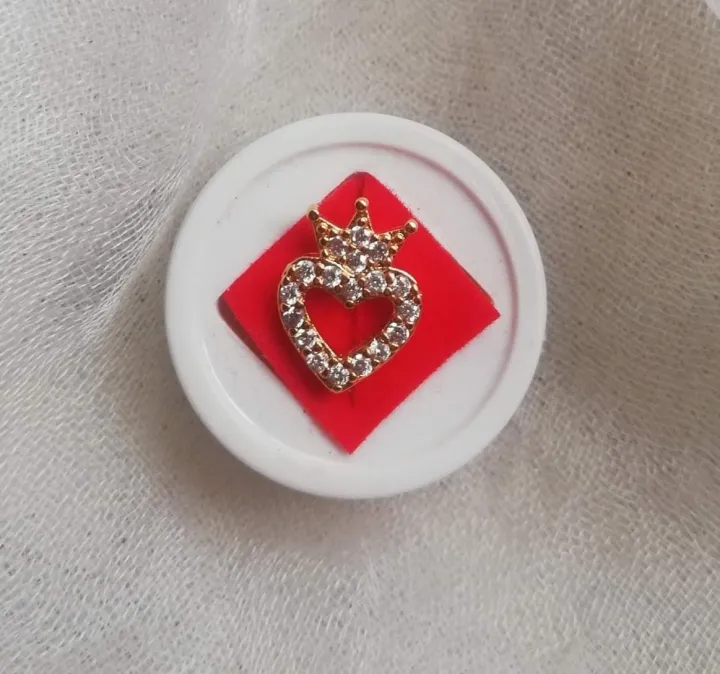 Heart Crown Diamond cut stone with L Shape push party nose pin | Daraz ...