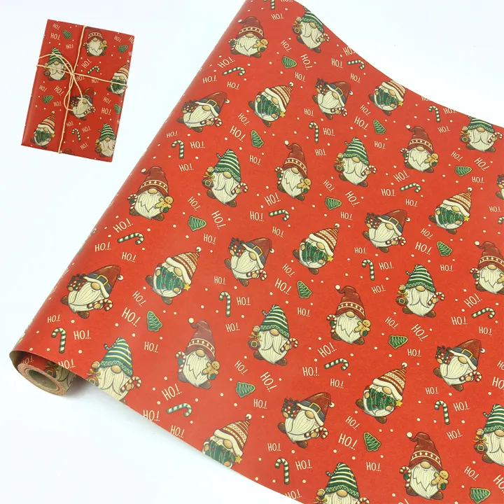 1 Roll Christmas Wrapping Paper 17 Inch × 32.8 Ft Per Roll, Red Kraft ...