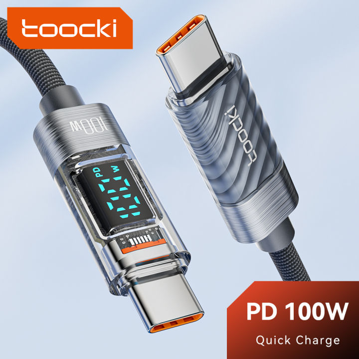 Toocki 100W USB C Cable To Type C For Tablet Laptop PD60W Fast Charging ...