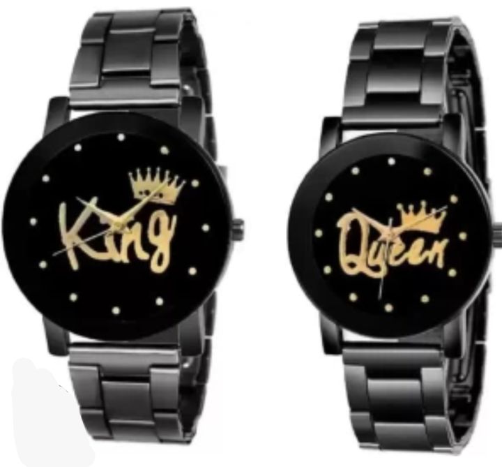 PACK OF 2 /Top Fashion King & Queen Couple Watch For Men & Women High ...
