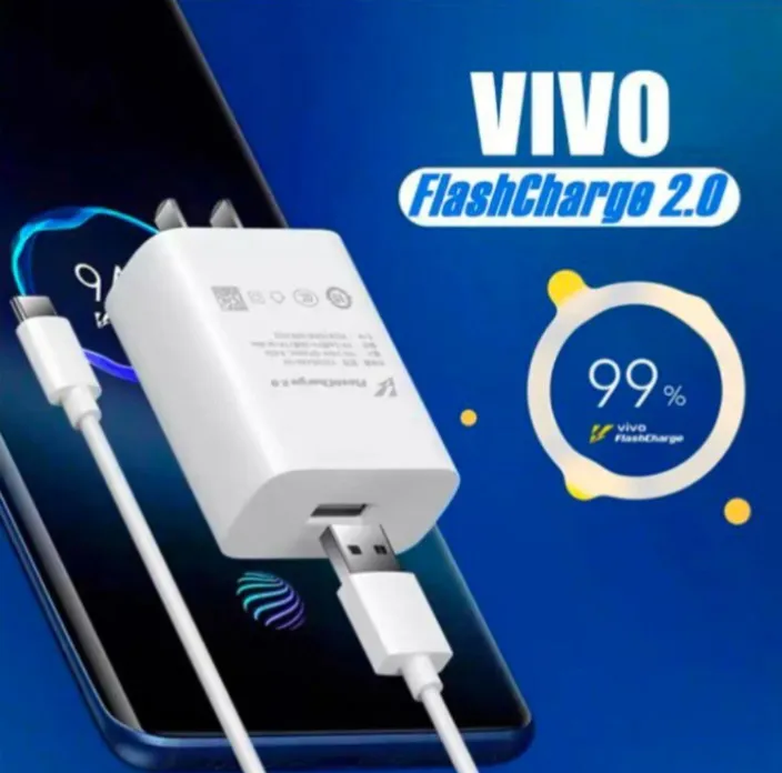Original Vivo 18W Dual Engine Fast Charger for Vivo S1 Pro, Y56, Y22, Y21, Y33s, Y55s Pro, Y20 ...