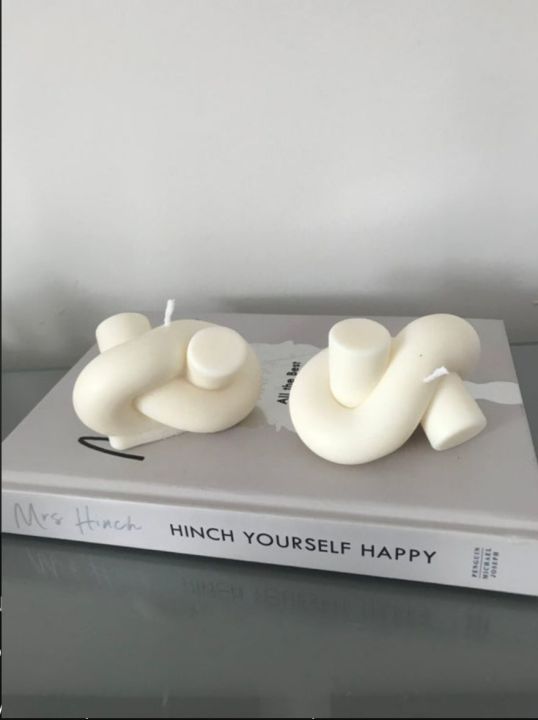 Two infinity knots candles set sculpture handmade home decor soy wax ...