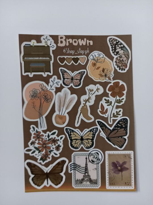 Brown Uncut Sticker sheet for journaling - A6 size - 15 x 10 cm | Daraz.pk