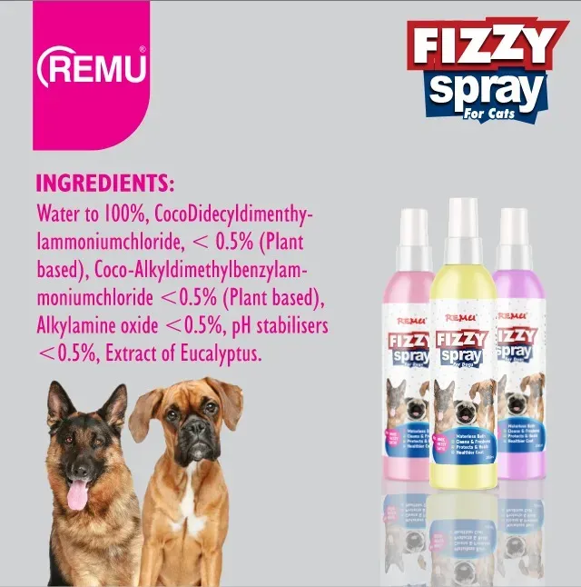 Remu - Fizzy Spray For Dog - Waterless or Dry Bath For Your Dog - 200 ...