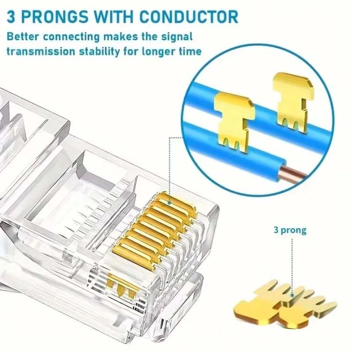 50 PCs RJ45 Connector Connector Network Unshielded RJ45 Perforated ...