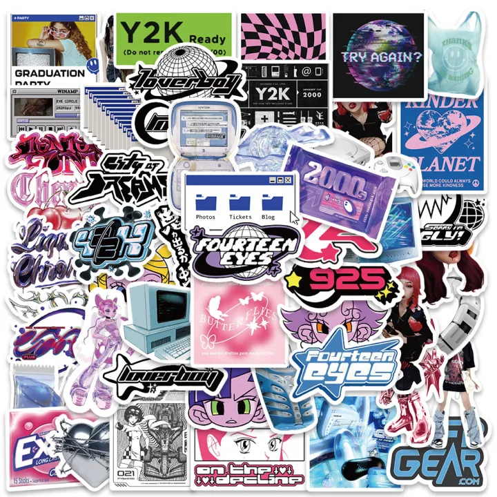 53PCS Y2K Girls VSCO 90s Stickers Harajuku Style Vintage Cute Aesthetic ...
