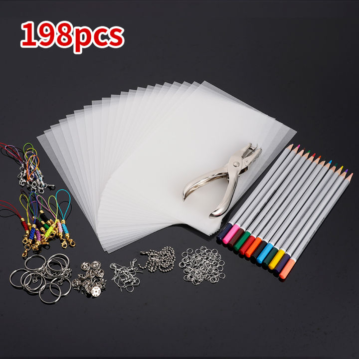 Heat Shrink Plastic Sheets Set Shrinky Art Film Paper Sheet Kit DIY Keychain Ornaments Creative ...