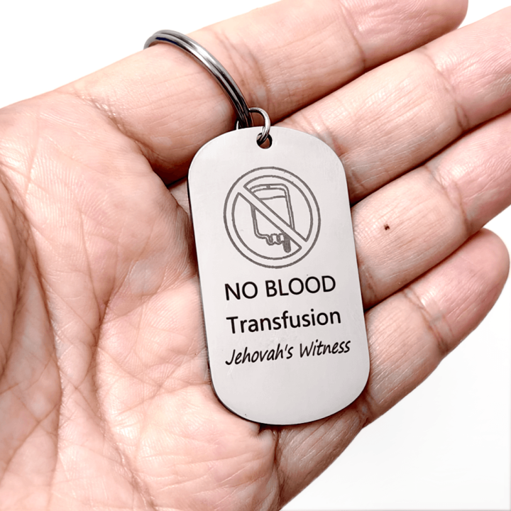 1pc Medical Alert ID NO Blood Transfusion Keychain Stainless Steel ...
