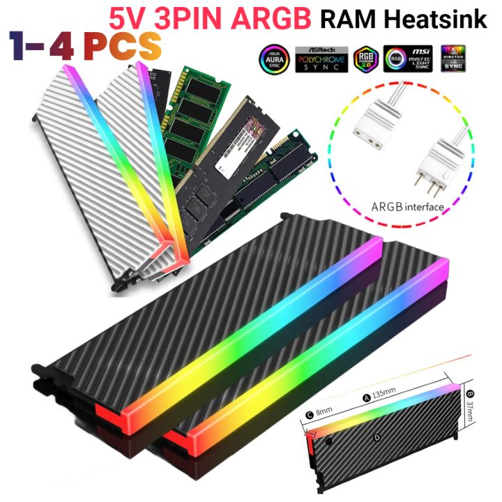 5V 3PIN ARGB RAM Heatsink Radiator Cooler with Thermal Silicone Pad ...