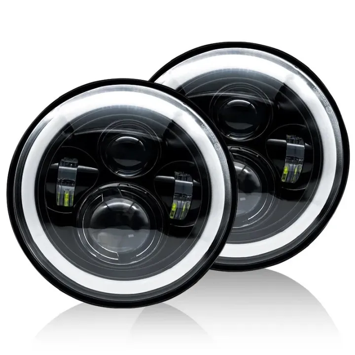 1Pcs 7 Inch Moto Car Led H4 Round Headlight With Amber Turn Signal For ...
