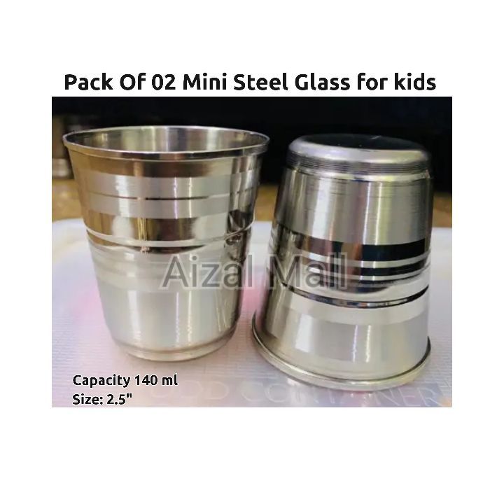 Mini Steel Glass for Kids Pack of 02 Imported Stainless Drinking Water ...