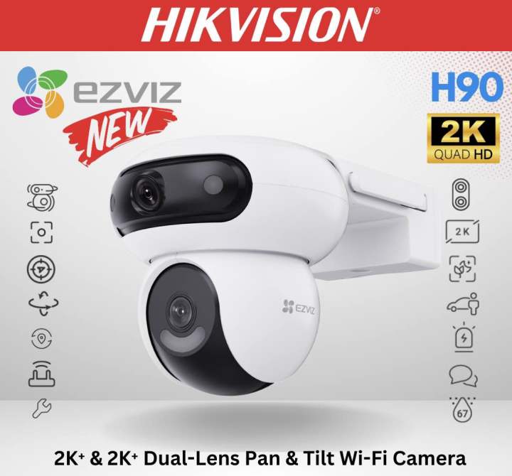 EZVIZ H90 Dual Lens Dual Rotations 2K Pan & Tilt 4mp Wi-Fi Camera ...