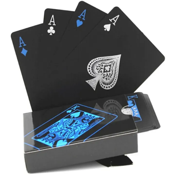 Black Gold Playing Card Poker Game Deck blue Silver Poker Suit Plastic ...