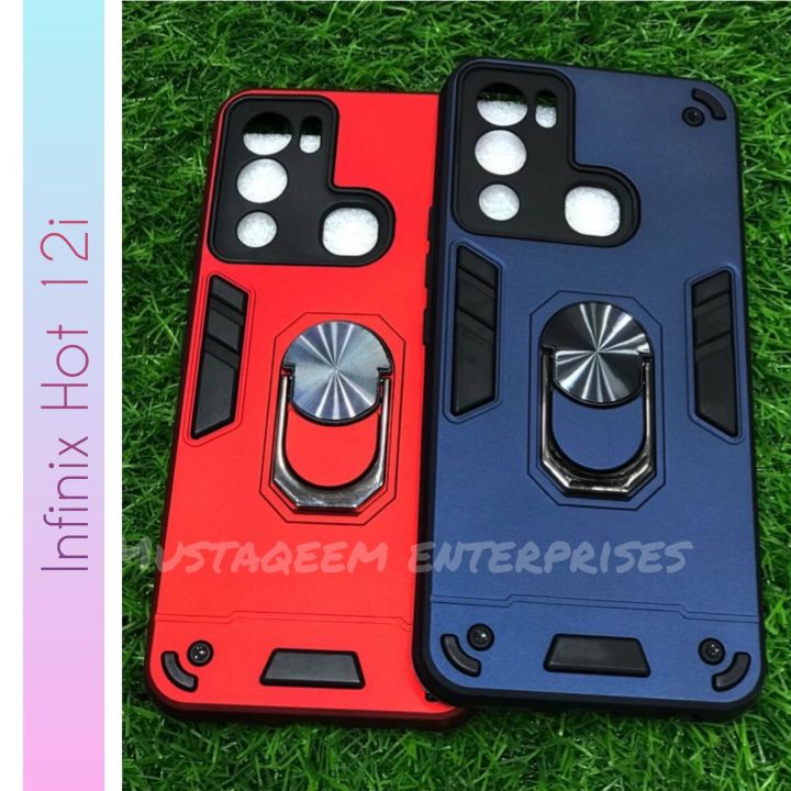 Infinix Hot 12i Luxury Shock-Proof Armor Case With Car Ring Stand Cover ...