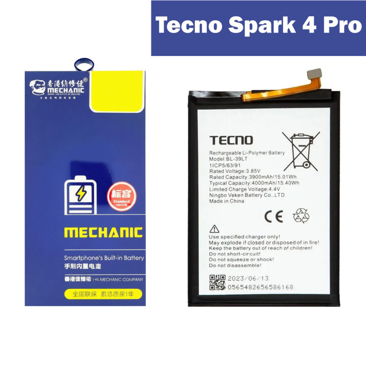 BL-39LT Battery for Tecno Spark 4 Pro | 4000mAh High Capacity ...