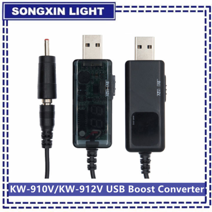 USB Boost Converter DC 5V to 9V 12V USB Step-up Converter Cable + 3.5x1.35mm Connecter For Power ...