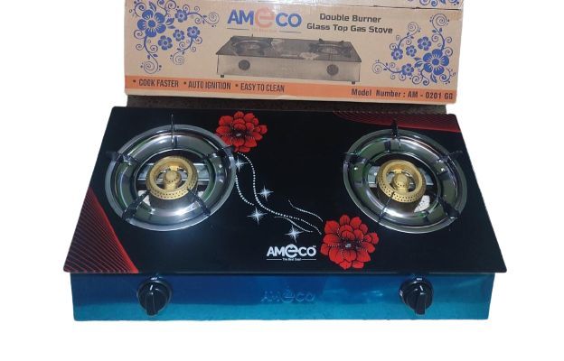 AMECO 2 Burner Glass Top Gas Stove AM-0201GG | Daraz.lk