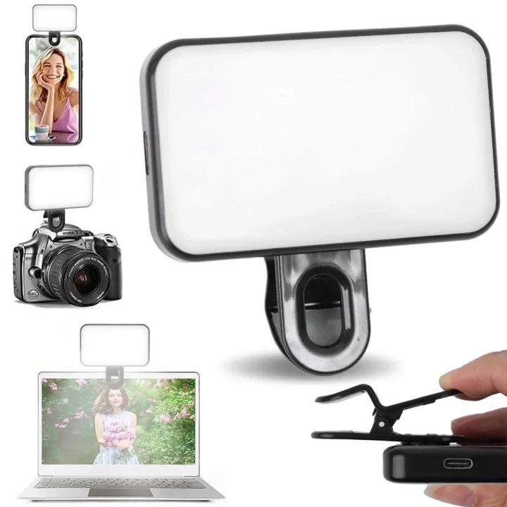 Mini Selfie Fill Light 3 Color Modes Adjustable Brightness Rechargeable ...