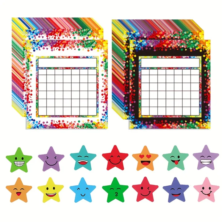 10 sets of classroom reward charts, 2 designs, with 600 star stickers ...
