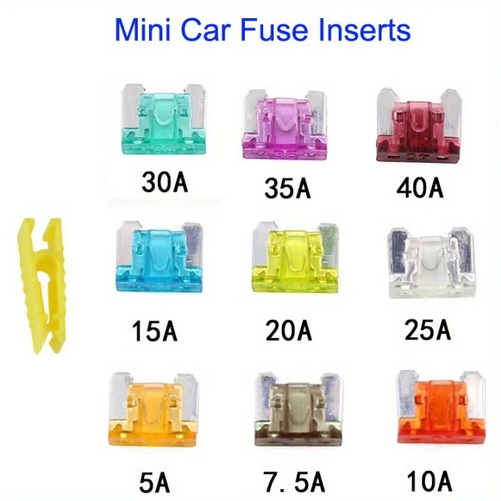 10PCS/90PCS Mini Car Fuse Inserts with Assorted Amp Ratings With clip ...