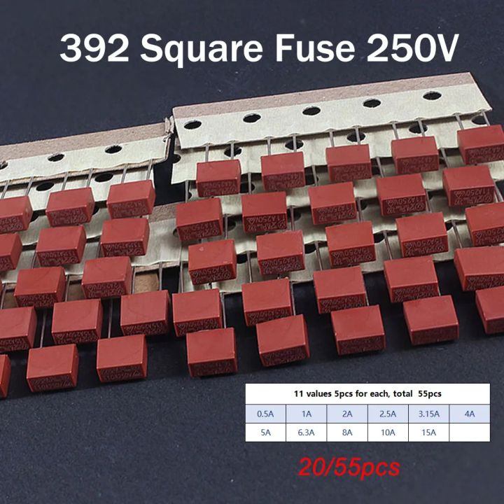 20/55PCS 392 Square Fuse 2A 1A 3.15A 4A 5A 6.3A Fuse 250V Plastic Fuse T2A LCD TV Power Board ...