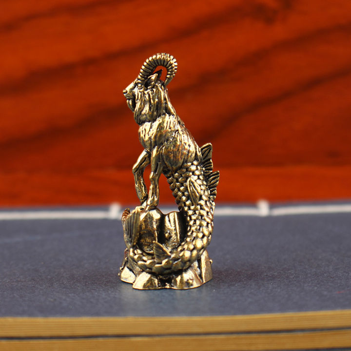 Capricorn Brass Statue - Goat Body Fish Tail Zodiac Sign Figurine for ...
