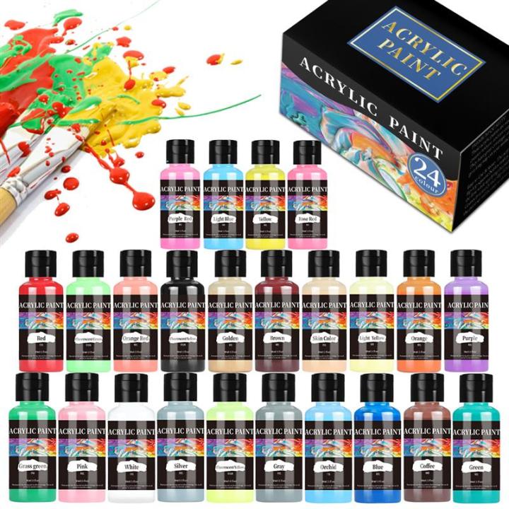 24 Colour Acrylic Paint Colors Bottled Acrylic Paint Set Paint For ...