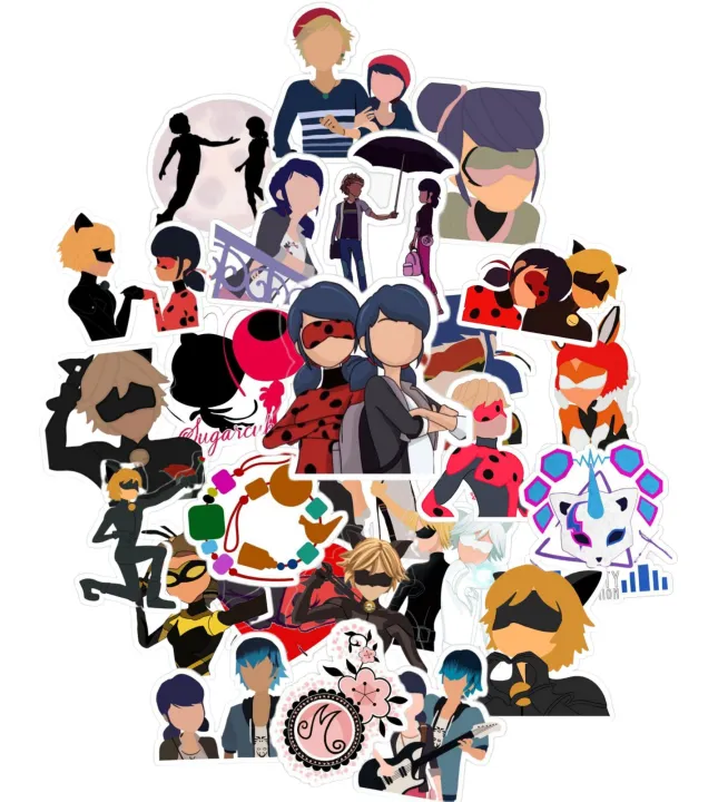 25 PCs Miraculous ladybug cartoon stickers, Adrian, Marinette,Luka ...