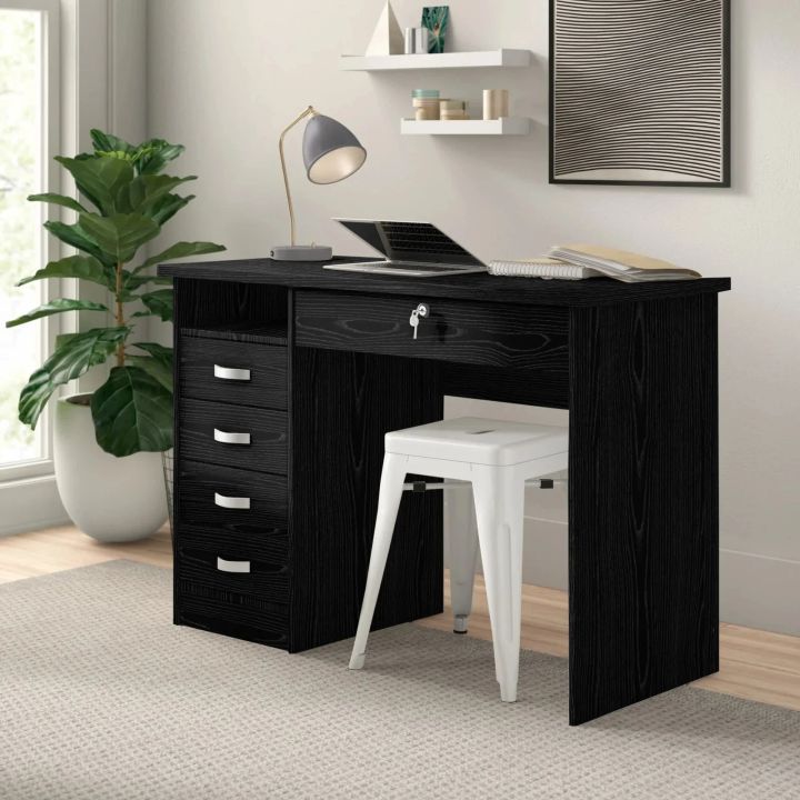 ROGER – Black Work Table with five Drawers | Daraz.pk