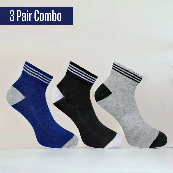 Random Colors 3 Pair Of Ankle Socks Combo for All Seasons | Daraz.com.bd