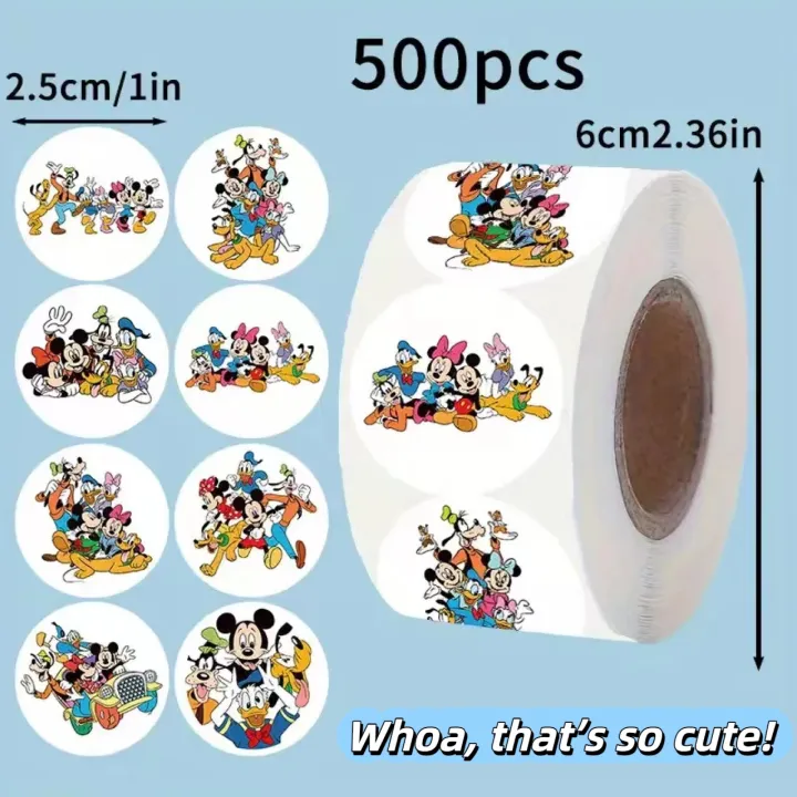 500pcs/Roll Cute Disney Mickey Stickers Waterproof Graffiti Decorative ...