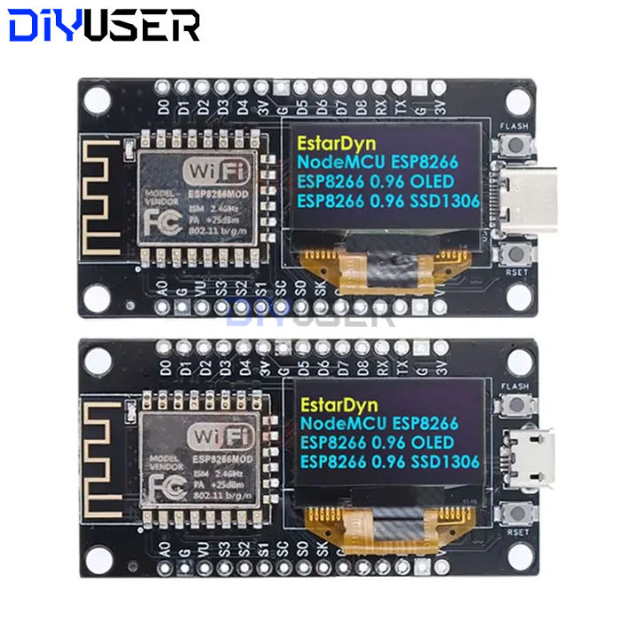 NodeMCU ESP8266 V3 Development Board With 0.96 Inch OLED Display CH340 ESP-12F WiFi Module TYPE ...