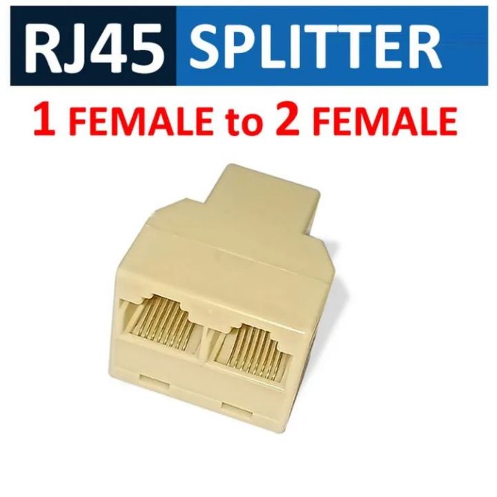RJ45 Splitter 1 Female to 2 Female Ethernet Network Connector Adapter ...