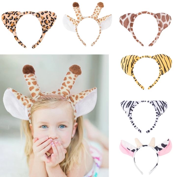 Child Adult Animals Ears Headband Cartoon Rabbit Giraffe Tiger Hairband ...
