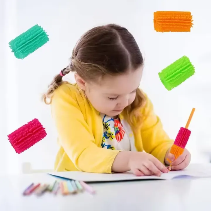 5pcs Funy Colorful Silicone Pen Holder Writing Tool Squeeze Toy Furry ...