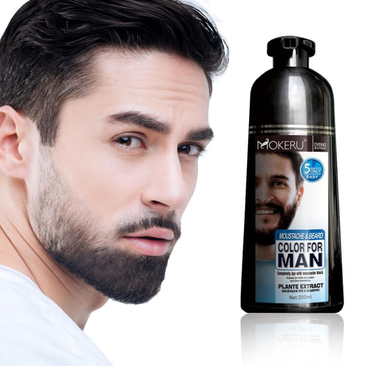 Mokeru 200ml Natural Ginger Shampoo Mens Beard Dark Brown Dye Shampoo ...