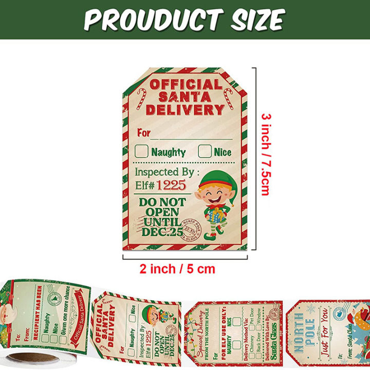 200pcs Merry Christmas Gift Tags Sticker Santa Claus Gift Labels ...