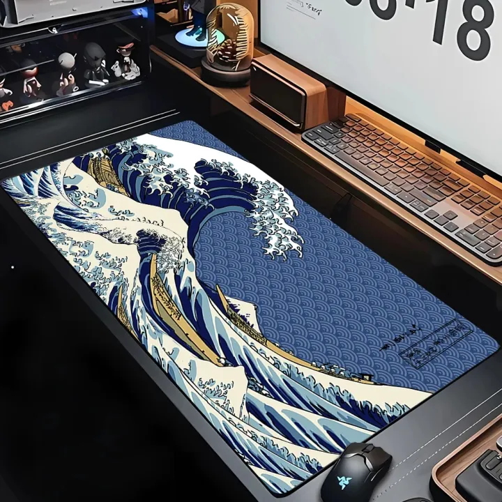 Desk Mat Gaming Mouse Pad Large Deskmat Gamer Deskpad Art Great Waves ...
