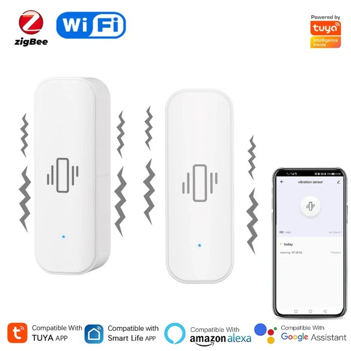 Tuya Wifi Zigbee Smart Vibration Sensor Home Security Protection