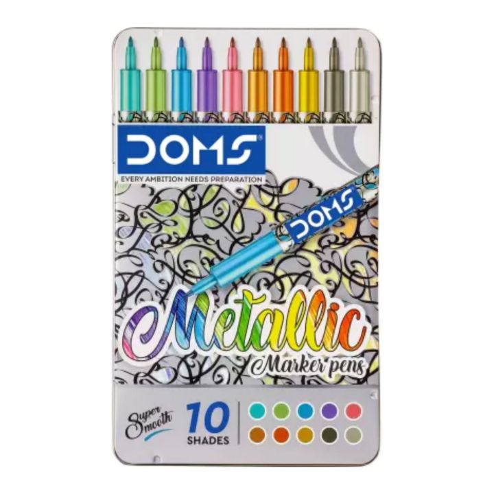 DOMS Metallic Marker Pens 10 Shades | Daraz.com.bd