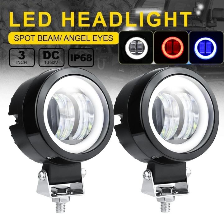 Motorcycle LED Angel Eye Work Light Bar Spot Lamp Offroad Car Boat ...