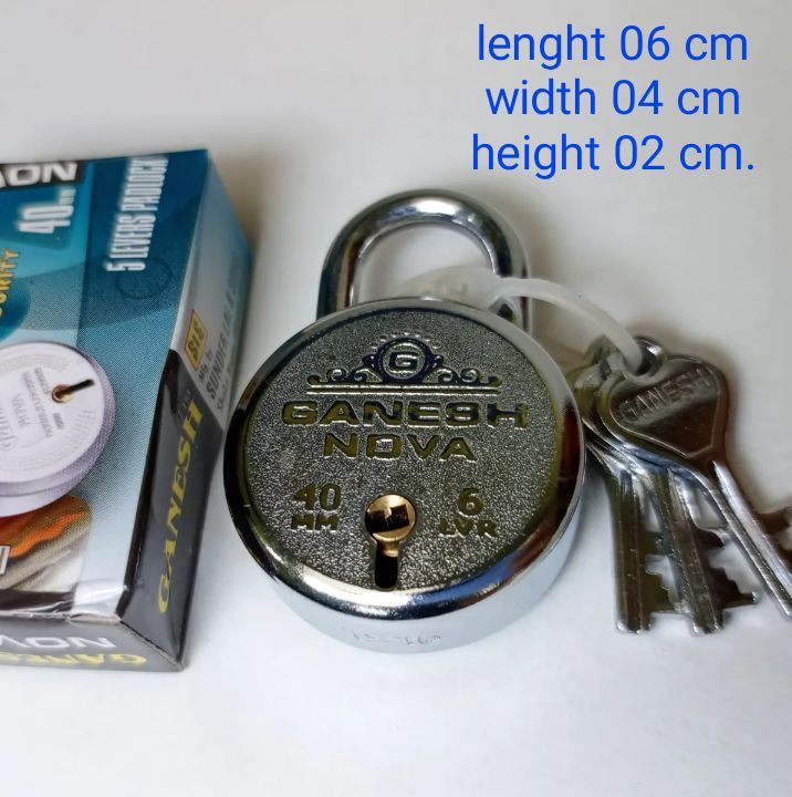 40 mm steel lock/tala medium size lock for shop & home with three ...