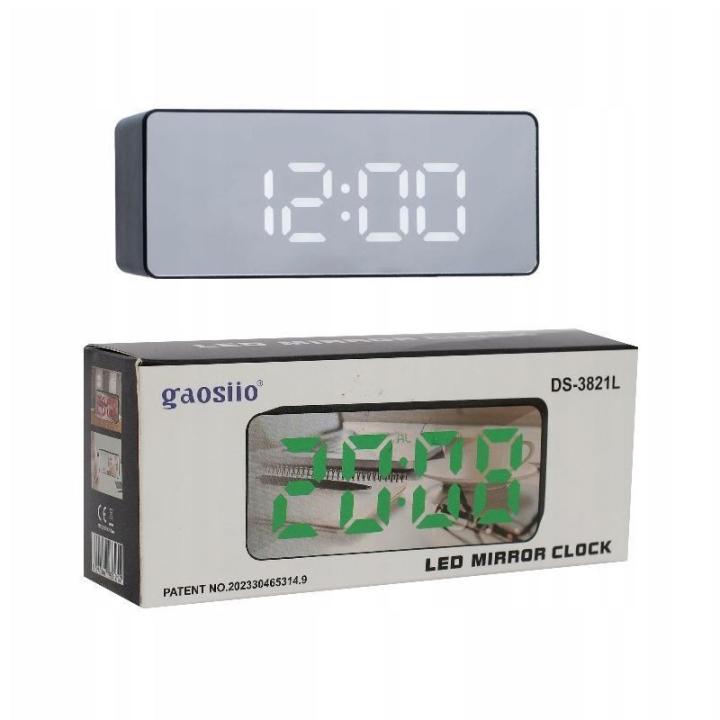 LED 3821L Mirror Desk Clock with Alarm Clock and Calendar Mirror desk ...