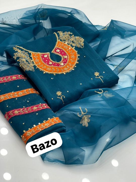 2pc suit women's * ️Restock Alhamdulillah 😇* 02 Pcs Dress Stuff Organza ...