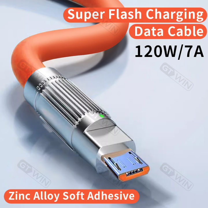 120W 7A Fast Charging Micro USB Cable For Andriod Universal Mobile ...