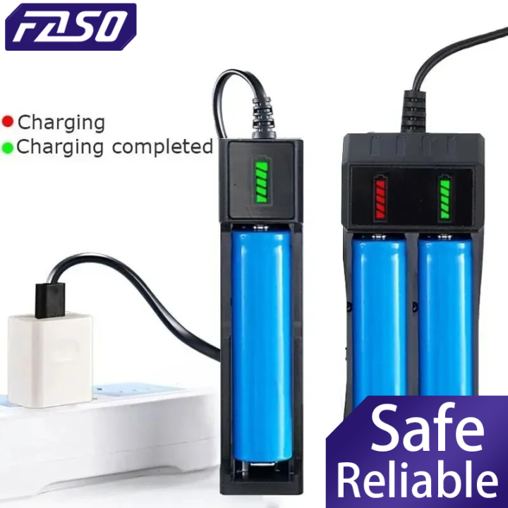 FASO Dual 18650 Battery Charger Black 2 Slots For 18650 Charging 4.2V ...