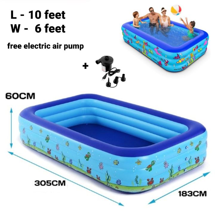 ( L- 10 feet ) (W- 6 feet) and free electric pump Inflatable Swimming ...