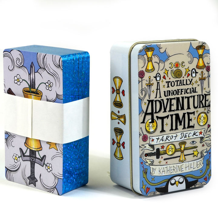 Adventures time Tarot 78pcs Cards in a Tin Metal Box Gold plated Edge ...