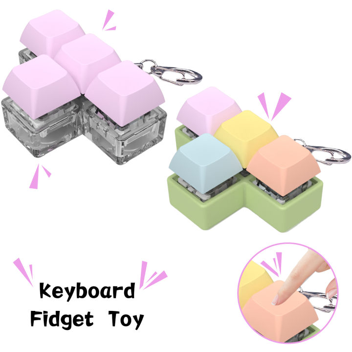 4-Key T-Shaped Keyboard Toy, Fidget Keycap Toy Party Stress Relief ...