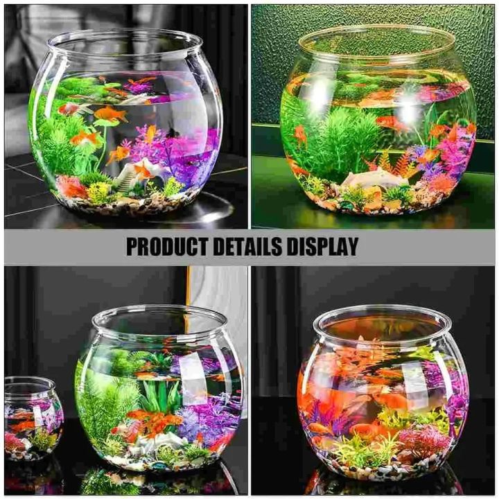 Plastic Fish Bowls Round Aquarium Clear FishKeeper Tanks Vase Pot ...